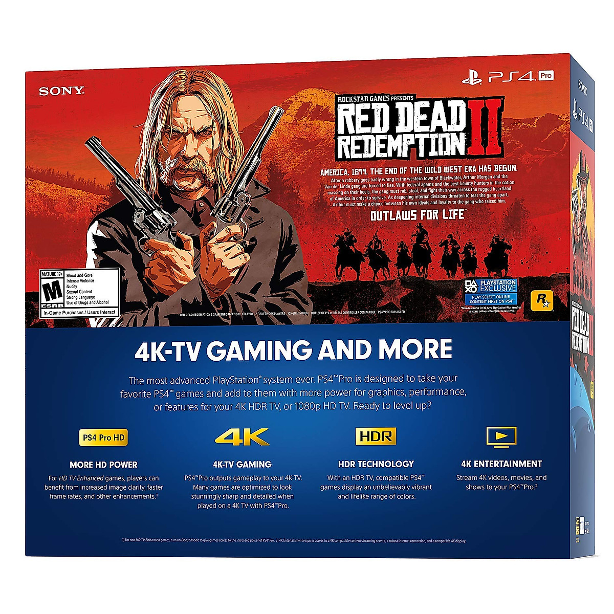 Playstation 4 Pro 2TB SSD Console with Red Dead Redemption 2 Bundle, 4K HDR, Playstation Pro Enhanced with Fast Solid State Drive (Renewed)