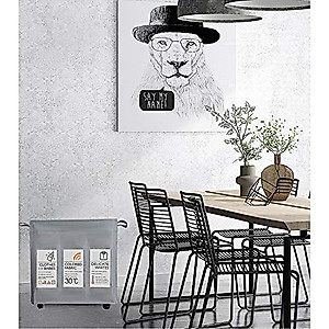 Houseware 3 Bags Laundry Hamper with Wheels Removable Laundry Bags Foldable Corner Storage Bins Collapsible Rolling Laundry Basket (Grey）