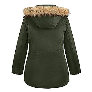 Soularge Women's Winter Plus Size Warm Faux Fur Coat Outerwear(Army Green, 5X)