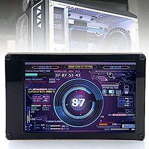 Cryfokt Computer Temp Monitor, 320x480 3.5in Screen PC Temperature Display Clear Image Stepless Brightness IPS USB for PC