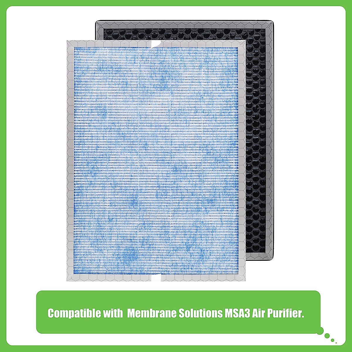 Hichoryer【Upgraded】MSA3 Air Purifier Replacement Filter,Compatible with Membrane Solutions Air Purifier MSA3 & MSA3S, 3-in-1 H13 True HEPA Filter with Odaller Pure Technology, 2 Pack