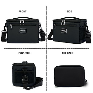 BEIMILY Lunch Box for Men/Women,Lunch Bag,Small Insulated Lunch Soft Cooler Bag Tote,Small Lunch Bag for Work,Adult Lunch Box,Reusable Leakproof Lunch Bag with Adjustable Shoulder Strap(Black)