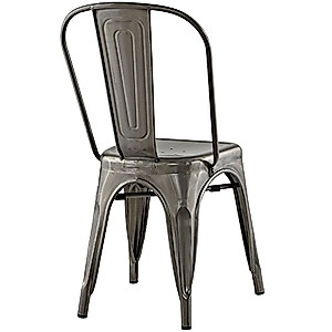 Modway Promenade Industrial Modern Steel Kitchen Room Gunmetal, One Dining Chair