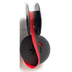 FJA Products Universal Typewriter Ribbon - 1/2 Inch Wide Black and Red Ink Ribbon with Eyelets on 2 Inch Spool