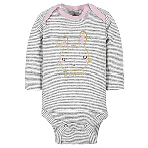 Gerber Baby Girls' 6-Pack Long-Sleeve Onesies Bodysuits, Princess Pink, 0-3 Months