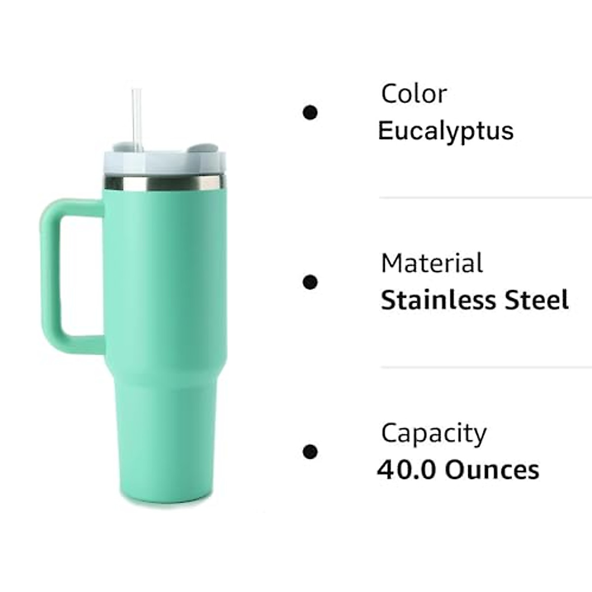 YOUEXPERT 40 oz Thermos Tumbler with Handle and Straw with lid Car Mug with Outdoor Sports Travel Stainless Steel Sippy Mug Gifts 2st (eucalyptus)