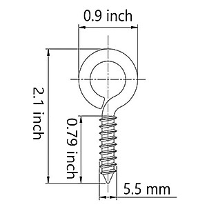 Axe Sickle 2 Inch Screw Eyes Metal Eye Hooks Small Eyelet Screws, 30 Pcs
