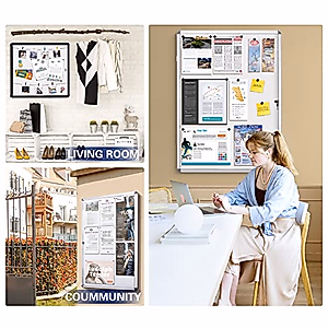 Swansea Enclosed Notice Board Magnetic Bulletin Boards for Office,Black Frame,with Locking Door 26x20inch(4XA4）