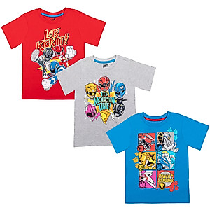 Power Rangers Toddler Boys 3 Pack Graphic T-Shirts Blue/Gray/Red 4T