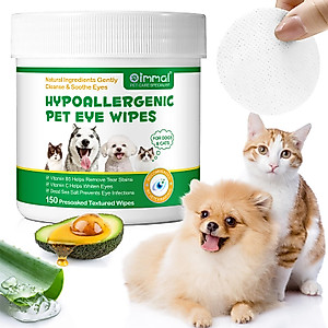 ISUNRISE Dog Eye Wipes for Dogs & Cats - 150pcs Dog Eye Cleaning Wipes, Natural Coconut Oil Soft Pet Wipes for Gently Remove Tear Stain, Eye Debris, Discharge, Mucus Secretions and Pet Eye Care