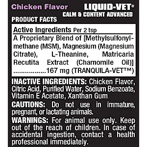 Liquid-Vet by Reliant Health Brands Feline Calm & Content Advanced Formula, 8oz, Chicken Flavor