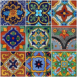Color y Tradicion 9 Mexican Tiles 4" x 4" Hand Painted Talavera F- 40