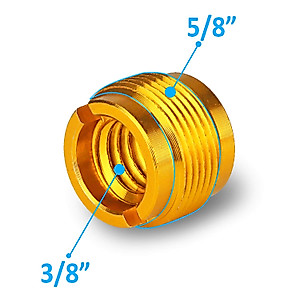 2 PCS Gold Colour Adapter for HyperX QuadCast Mic, Blue Yeti, Rode, Razer, Shure and Most USB Microphone, Shock Mount, Boom Arm Screw Thread Adapter 5/8" Male to 3/8" Female Screw Adapter by YOUSHARES
