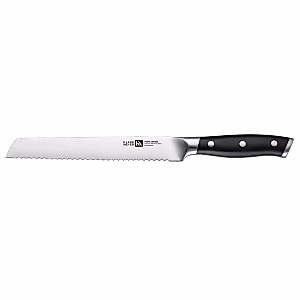 Klaus Meyer Stahl High Carbon Exclusive German Steel 8 inch Bread Knife (Black)