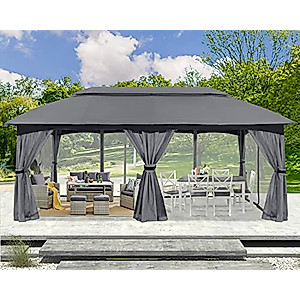 ABCCANOPY 10x20 Outdoor Gazebo - Patio Gazebo with Mosquito Netting, Outdoor Canopies for Shade and Rain for Lawn, Garden, Backyard & Deck (Dark Gray)
