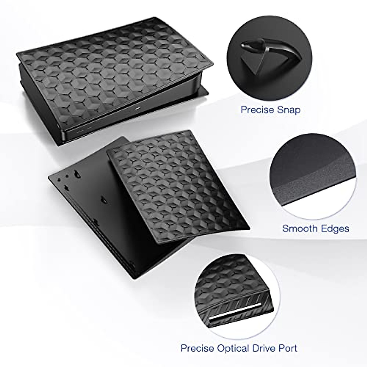 TESSGO PS 5 Disc Edition Cellular Black Face Plates Cover Shell Case for Play station 5 Console