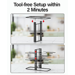 ORDORA Pots and Pans Organizer, 8 Tier with 3 DIY Methods