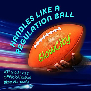 GlowCity Glow in The Dark Football - Light Up, Official Size Footballs - LED Lights and Pre-Installed Batteries Included﻿