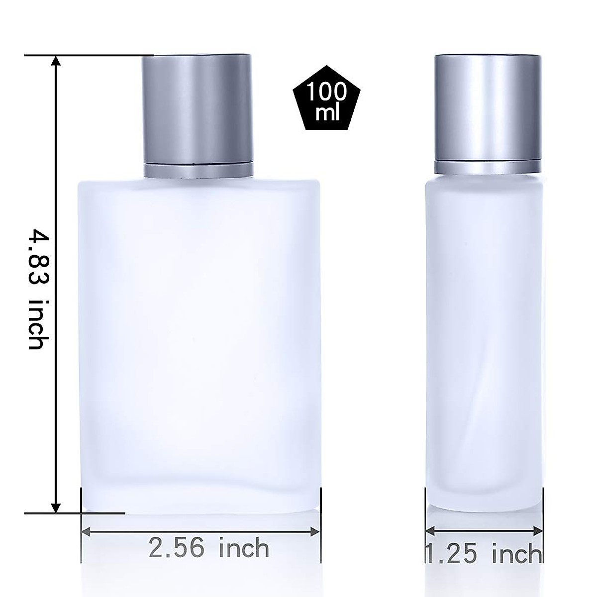 2 Pack 100ml/3.38 Oz Empty Frosted Glass Spray Bottle Perfume Atomizer, Refillable Fine Mist Spray Empty Perfume Bottles with 4 kinds of perfume dispenser (2 Pack 100ml/3.38 Oz Frosted Bottles)