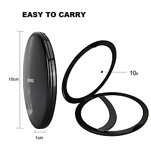 deweisn Magnifying Compact Cosmetic Mirror Elegant Pocket Handheld Makeup Mirror with Powerful 10x Magnification and 1x True View Mirror for Travel or Your Purse