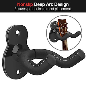 MoKo Guitar Wall Mount Hanger 3-Pack, Guitar Hanger Wall Hook Holder Stand for Bass Electric Acoustic Guitar Ukulele Guitar Wall Hanger Bracket Guitar Hanger for Studio Room - Black