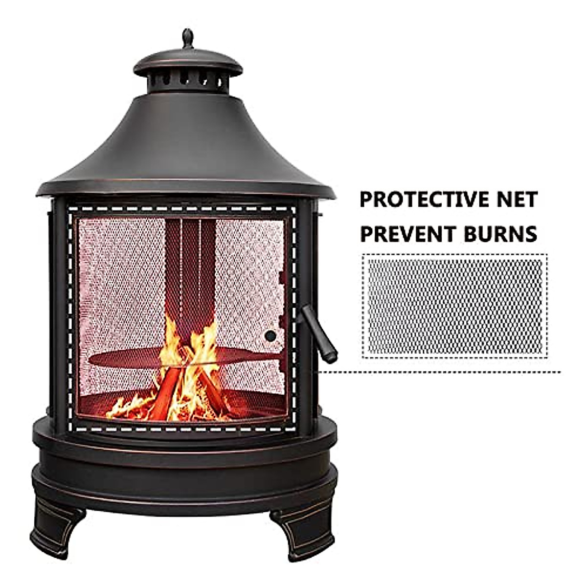 JinKeHong Cast Iron Wood Burning Stove, Wood Cook Stove with Large Firebox with Rain Cover, 3-Speed Adjustable Cast Iron Grill, for Outdoor Patio Home Garden Business
