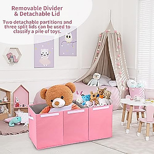Fixwal Toy Storage Organizer for Girls - Extra Large Toddler Toy Box Kids Toy Chest, Collapsible Removable Divider for Nursery Playroom Bedroom Closet, 36"x12.6"x16" (Pink)