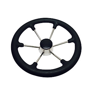 Marine Boat SS304 Steering Wheel with Black Sleeve 6 Spoke 15 1/2"