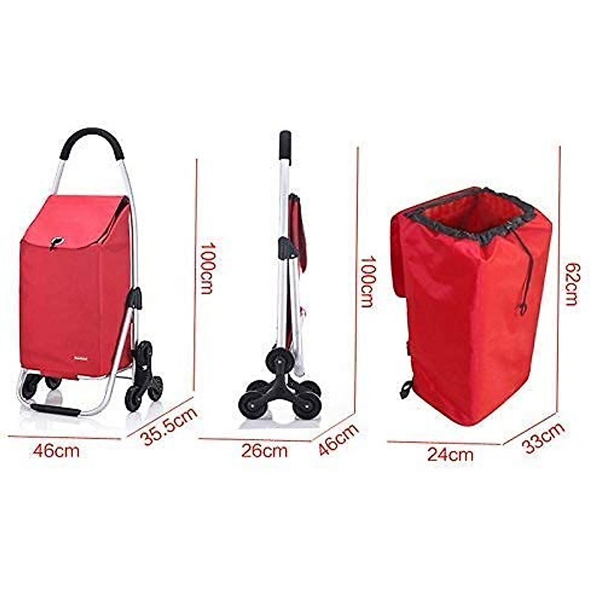 Shopping Trolley on Wheels Multi Function Shopping Cart Lightweight Trolley Tri-Wheel Stair Climbing Cart with Large Capacity Folding Storage Hand Trucks,Grass Green ,