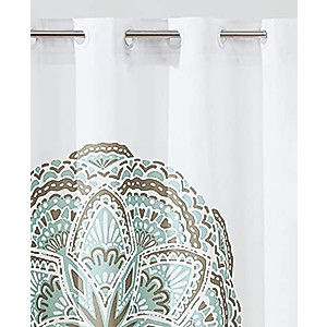 Hookless Henna Medallion Shower Curtain with Peva Liner, 71 in x 74 in, Spa
