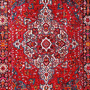SAFAVIEH Vintage Hamadan Collection Area Rug - 8' x 10', Red & Multi, Oriental Traditional Persian Design, Non-Shedding & Easy Care, Ideal for High Traffic Areas in Living Room, Bedroom (VTH222A)