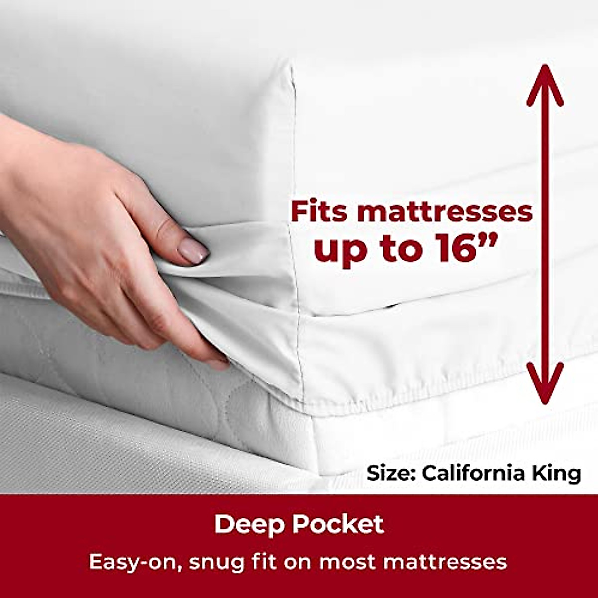 Mellanni California King Sheet Set - 4 Piece Iconic Collection Bedding Sheets & Pillowcases - Extra Soft, Cooling Bed Sheets - Deep Pocket up to 16" - Wrinkle, Fade, Stain Resistant (Cal King, White)