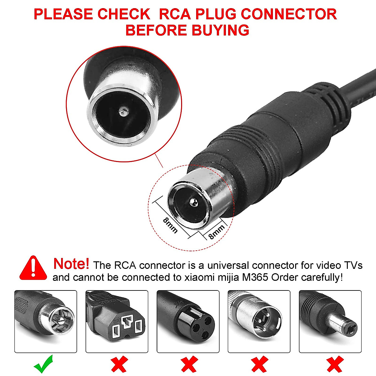 42V 2A Ninebot Electric Scooter Charger (Round RCA Connector Charger) for Bird Scooter, Lime, Lime-S, Spin, Skip, Xiaomi M365, Segway ES1 ES2 ES4 Electric Scooter for 36V Li-ion Battery