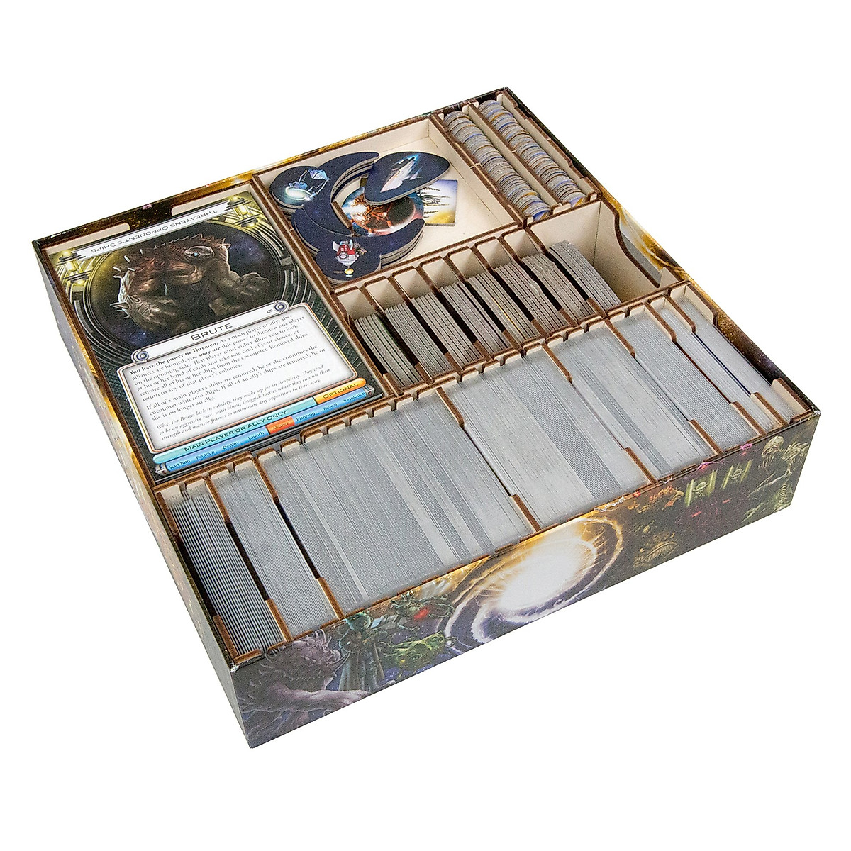 The Broken Token Board Game Organizer - Cosmic Encounter Compatible Collector's Edition Game Crate & Storage Box with Multiple Trays