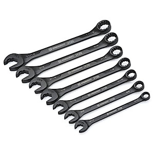 Crescent 7 Piece X6 Black Oxide Spline Open End Ratcheting Combination SAE Wrench Set - CX6RWS7