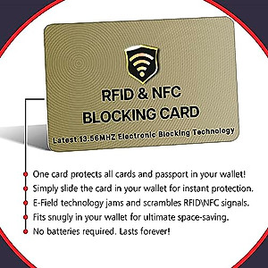 SAITECH IT 2 Pack RFID Blocking Cards One Card Protects Entire Wallet Purse For Men & Women, Contactless Bank Debit Credit Card Protector ID ATM Guard Card – Golden
