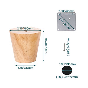 Wood Furniture Legs Cabinets Sofa Feet 2 Inch 4PCS Solid Wood Color Tapered