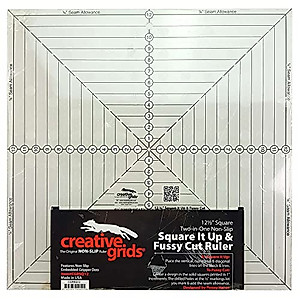 Creative Grids 12-1/2in Square It Up or Fussy Cut Square Quilt Ruler - CGRSQ12