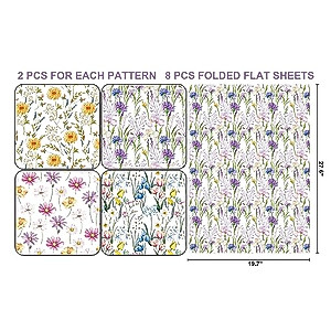 Sikiweiter Floral Wrapping Paper - Floral Gift Wrap for Wedding Mothers Day Birthday, 8 Sheets Wildflower Wrapping Paper, 19.7 x 27.6 Inches Per Sheet