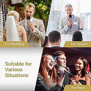 TONOR Wireless Microphone Systems, Dual UHF Cordless Karaoke Microphone Set, Handheld Dynamic Microfono for Singing with Receiver for Home Karaoke, Party, Church, DJ, Wedding, Speech 200ft TW350 Grey