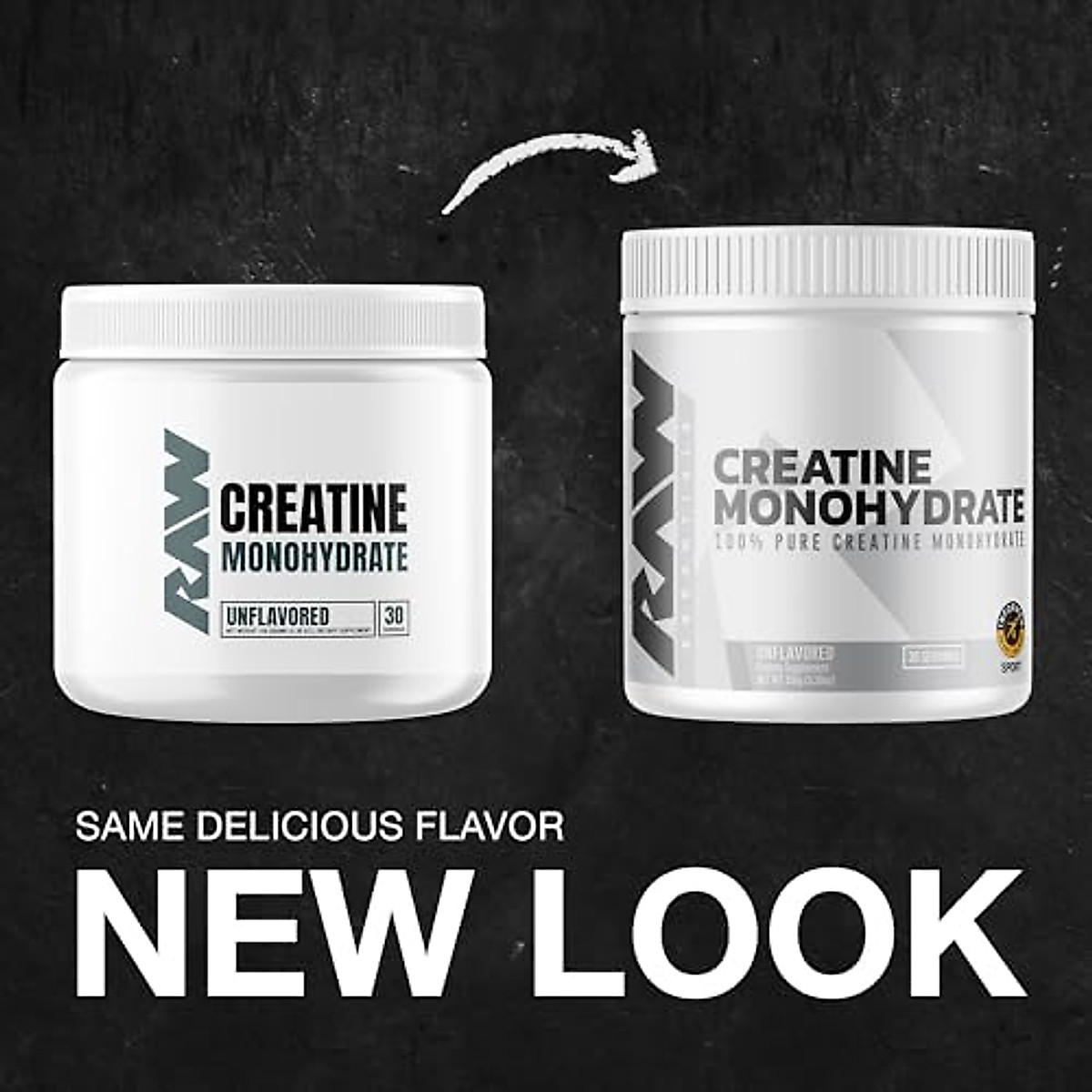 RAW Nutrition Creatine Monohydrate Powder, Unflavored (30 Servings) - Micronized Creatine Monohydrate Supplement for Workout Performance, Build Muscle & Strength - Creatine Powder for Men & Women