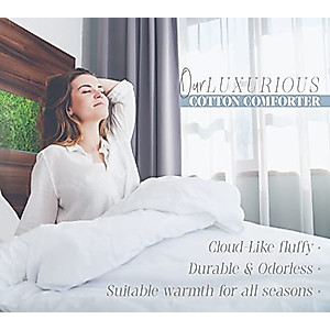 Elegant Comfort Premium Hotel Quality 1200 Thread Count 100% Egyptian Cotton, 3-Piece Stripe Down Alternative Cotton Comforter Set - Box Stitched - Duvet Insert with 4 Corner Tabs, Twin XL, White