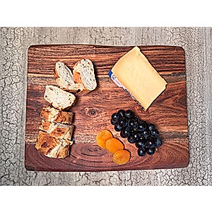 Mountain Woods Brown Hand Crafted Live Edge Acacia Wood Cutting Board/Serving Tray | Butcher Block | Charcuterie Board | Chopping Board for Vegetables, Fruits and Meat - 15" x 12" x 0.75"