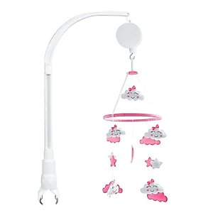 Piccolin Baby Crib Mobile, Hanging Toys, Nursery Decor for Girls White and Pink Room Decorations, Clouds, Moons and Stars Safe, Non-Toxic, Crib Mobile for Newborn, Baby Shower Present