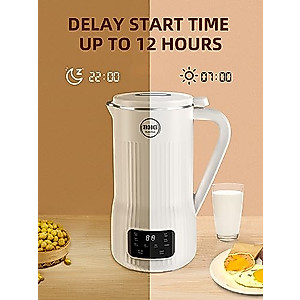 BUAIAHUG 20oz Nut Milk Maker Machine - Multi-Functional Automatic Almond Milk Machine with 10 Blades, Plant-Based Milk, Oat, Soy, Oat, and Dairy Free Beverages with 12 Hours Timer/Auto-clean/Room Temp/Keep Warm/Boil