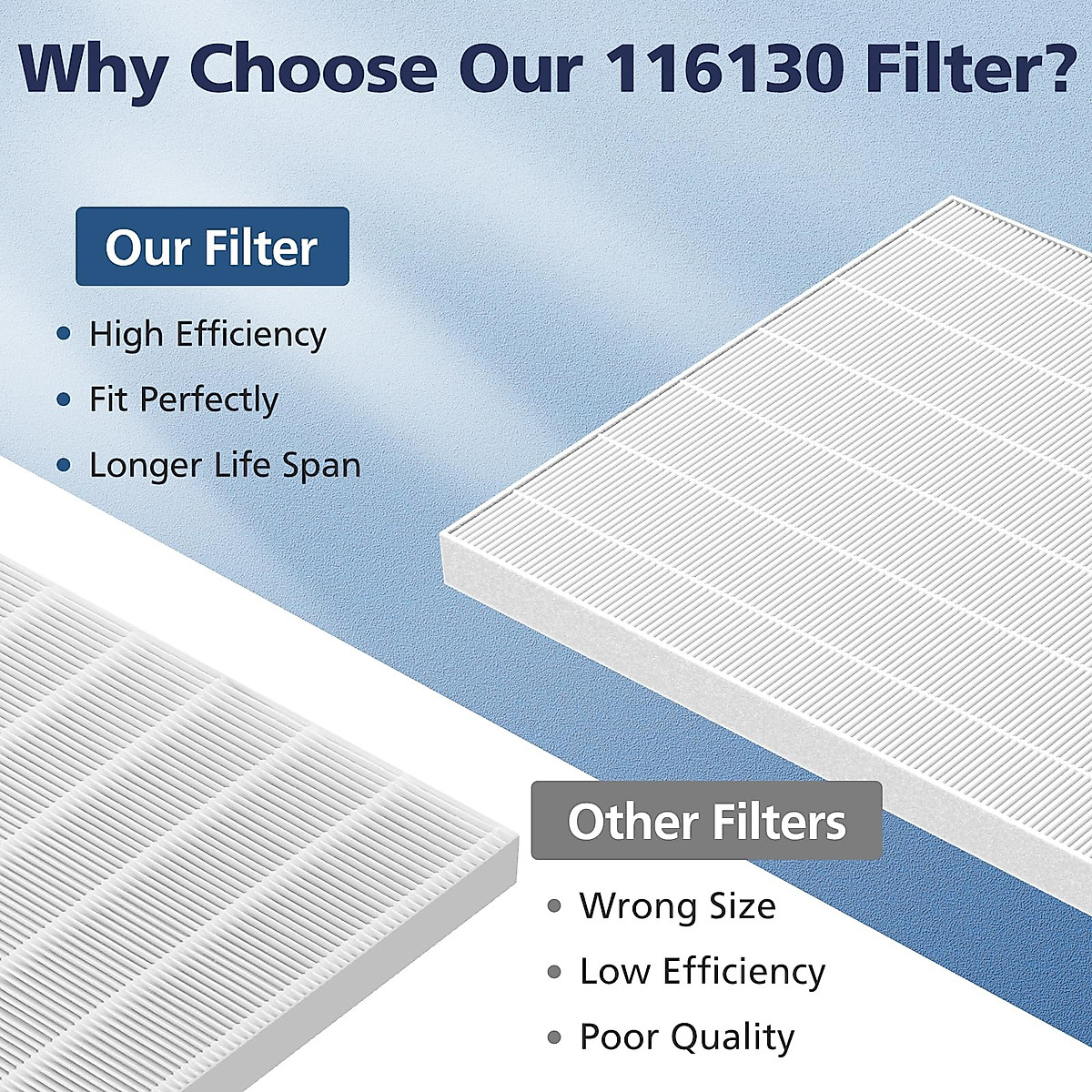 116130 True HEPA Replacement Filter H for Winix 5500-2 AM80 Air Purifier, 4 Pack H13 Grade True HEPA Filter