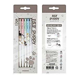 Monami 153 Puppy Ball Pen 0.5mm 1 Set 5 Color