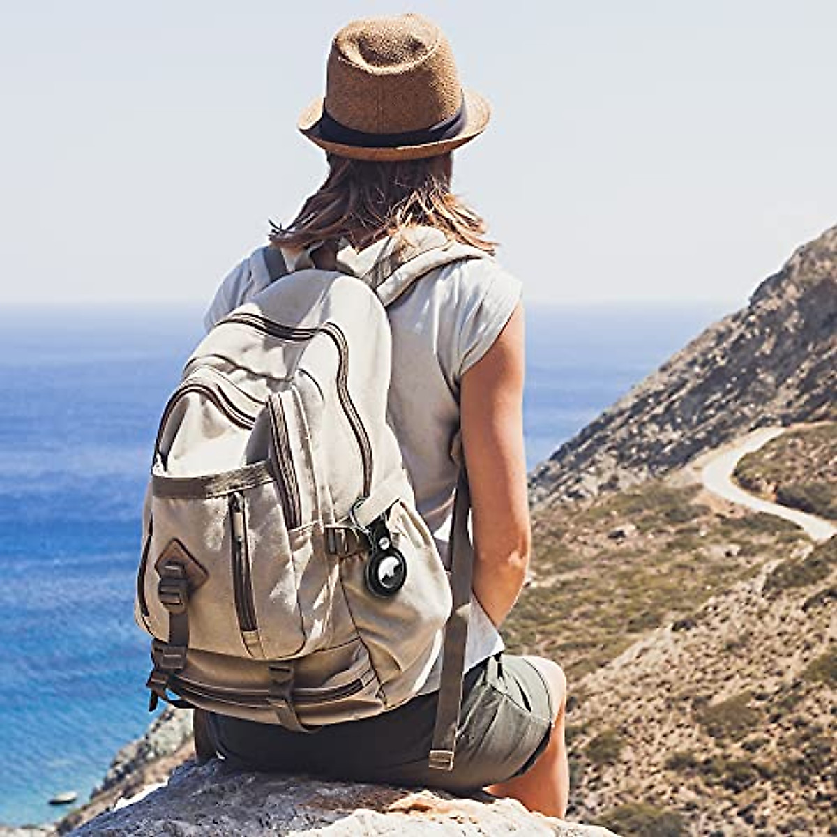 YUEVAN Airtags Case Anti-Scratch Protective Skin Compatible with AirTag Tracker Finder Keychain (Black)