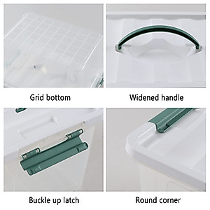 Yuright 8 Pack 14 Quart Plastic Organization Boxes, Clear Lidded Storage Bin with Handle