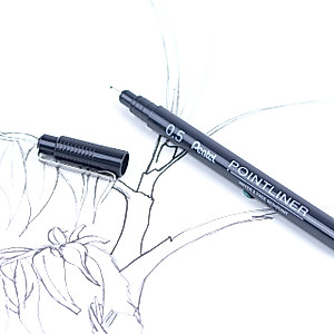 Pentel Arts Pointliner Pen, (0.5mm), Black Ink, Box of 12 (S20P-5A)